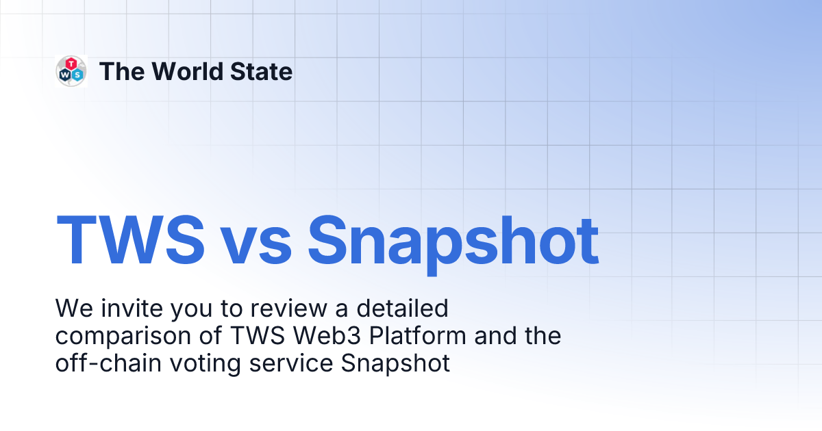 TWS vs Snapshot | TWS Docs - First Stage